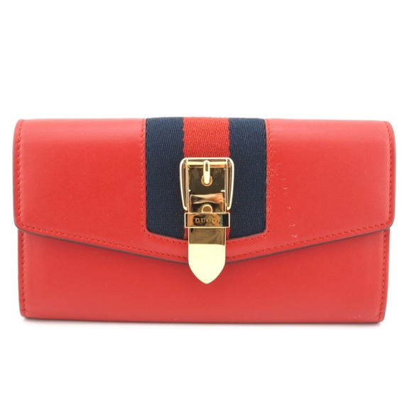 Gucci | Bags | Gucci 47684 Sherry Line Long Wallet Red Ladies | Poshmark